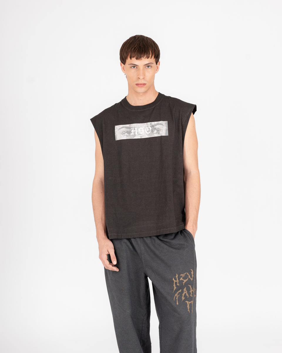 GRAPHIC MUSCLE TEE - WASHED BLACK – HSO